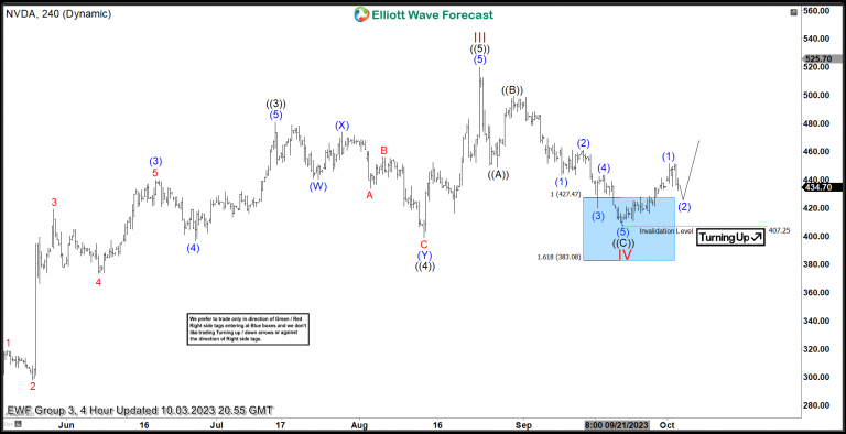 NVDA Returning From The Elliott Wave Blue Box Area